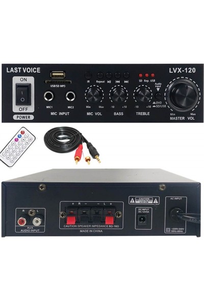 Lastvoice Lvx-120 Stereo Anfi Amfi 2x60 Watt Bluetooth Usb-Sd 220V/12V Lastvoice Lvx-120 Stereo Anfi Amfi 2x60 Watt Bluetooth Usb-Sd 220V/12V