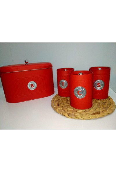 Sizinsepetiniz Metal Ekmeklik ve 3'lü Kavanoz Takımı