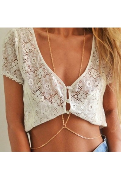 Misboho Kararmaz Altın Renk Şık Vücut Kolyesi ve Vücut Aksesuarı Misboho Kararmaz Altın Renk Şık Vücut Kolyesi ve Vücut Aksesuarı