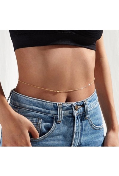 Misboho Kararmaz Küçük Kalp Figürlü Altın Renk Bel Zinciri ve Bel Kolyesi Misboho Kararmaz Küçük Kalp Figürlü Altın Renk Bel Zinciri ve Bel Kolyesi