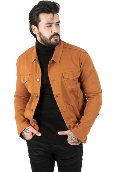 Deepsea Hardal Sarısı Dar Kesim Likralı Metal Düğmeli Kot Mont 2201005 Deepsea Hardal Sarısı Dar Kesim Likralı Metal Düğmeli Kot Mont 2201005