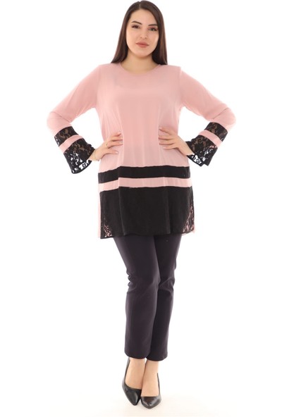 Kifayet Pudra Büyük Beden Dantelli Bluz