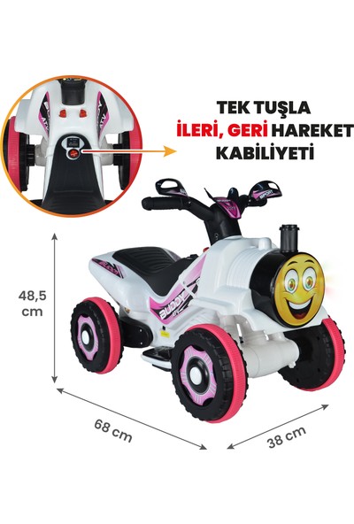 UJ Toys Buddy Akülü Atv 6V-BEYAZ Prenses