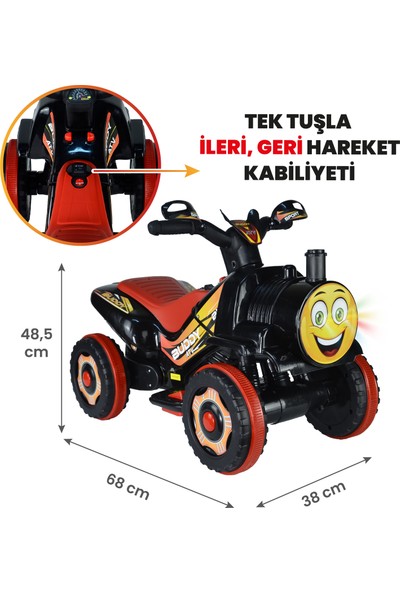 UJ Toys Buddy Akülü Atv 6V-SIYAH