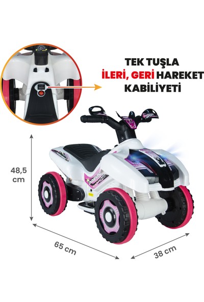 UJ Toys Akülü Atv 6V Ranger-Beyaz Prenses