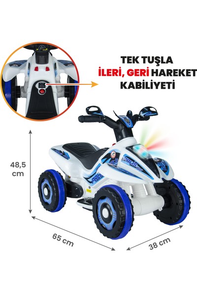 UJ Toys Akülü Atv 6V Safari-Beyaz Polis