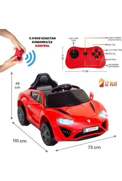 Uj Toys Jagor Akülü Araba 12V-KIRMIZI