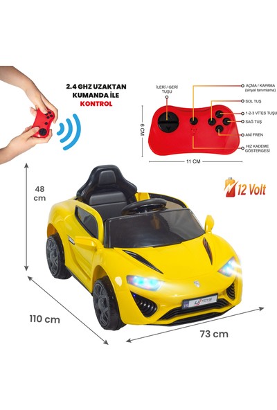 Uj Toys Jagor Akülü Araba 12V-SARI Uj Toys Jagor Akülü Araba 12V-SARI