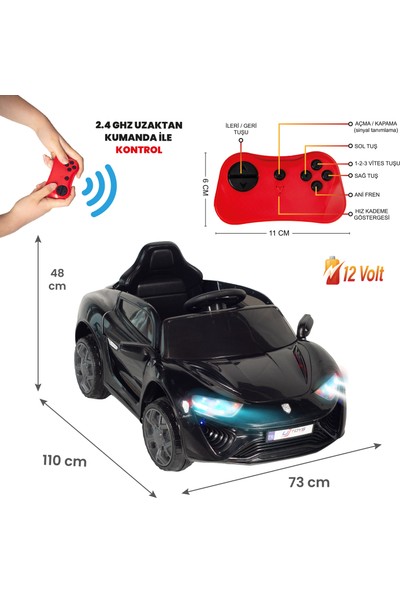 Uj Toys Jagor Akülü Araba 12V-SIYAH