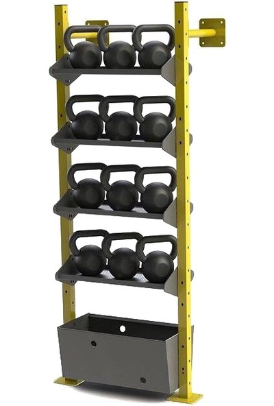 Prodips 4 Raflı Duvar Tipi Kettlebell Ağırlık Depolama Standı ve Aksesuar Ağırlık Depolama Kasası Prodips 4 Raflı Duvar Tipi Kettlebell Ağırlık Depolama Standı ve Aksesuar Ağırlık Depolama Kasası