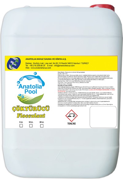 Anatolia Pool Yüzme Havuzu Çöktürücü 10 Lt. (Flocculant / Çökeltici / Topaklayıcı)