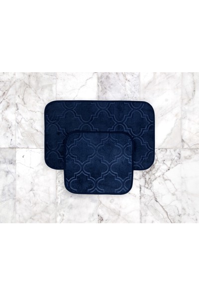 Madame Coco Alsatia 2'li Banyo Paspası - Indigo - 50 x 80 + 45 x 50 cm