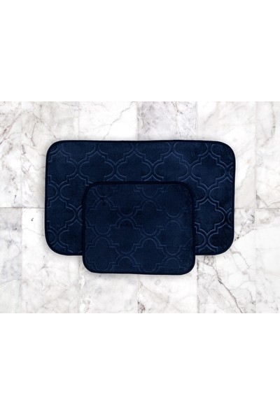 Madame Coco Alsatia 2'li Banyo Paspası - Indigo - 60 x 100 + 50 x 60 cm