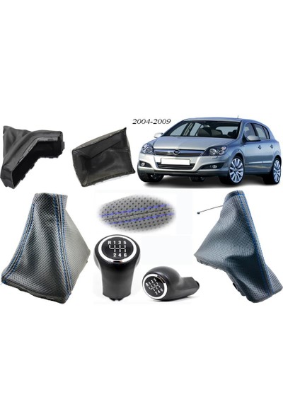 Vts Körük Opel Astra H Vites Körüğü + El Freni Körüğü + Vites Topuzu 6 Ileri Delikli Deri Mavi Dikiş