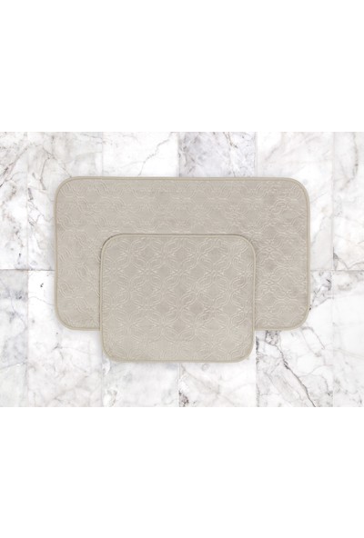 Madame Coco Prunella 2'li Banyo Paspası - Bej - 60 x 100 + 50 x 60 cm Madame Coco Prunella 2'li Banyo Paspası - Bej - 60 x 100 + 50 x 60 cm