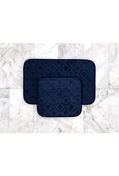 Madame Coco Prunella 2'li Banyo Paspası - Indigo - 50 x 80 + 45 x 50 cm Madame Coco Prunella 2'li Banyo Paspası - Indigo - 50 x 80 + 45 x 50 cm