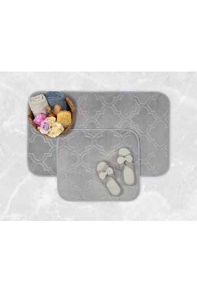 Madame Coco Alsatia Banyo Paspası - Açık Gri - 60 x 100 + 50 x 60 cm Madame Coco Alsatia Banyo Paspası - Açık Gri - 60 x 100 + 50 x 60 cm