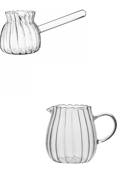 Morponi Ateşe Dayanıklı Cam Cezve ve Sütlük