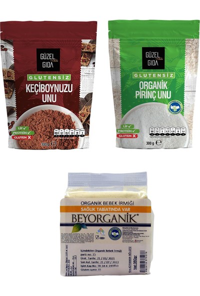 Beyorganik Organik Bebek Irmiği 350 gr - Güzel Gıda Organik Pirinç Unu 300 gr - Keçiboynuzu Unu 300 gr Beyorganik Organik Bebek Irmiği 350 gr - Güzel Gıda Organik Pirinç Unu 300 gr - Keçiboynuzu Unu 300 gr