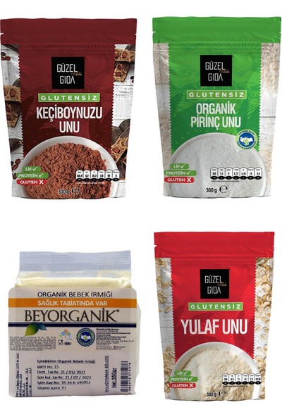 Beyorganik Organik Bebek Irmiği 350 gr - Güzel Gıda Organik Pirinç Unu 300 gr Keçiboynuzu Unu 300 gr - Yulaf Unu 300 gr Beyorganik Organik Bebek Irmiği 350 gr - Güzel Gıda Organik Pirinç Unu 300 gr Keçiboynuzu Unu 300 gr - Yulaf Unu 300 gr