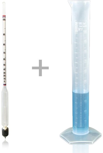 Aek-Tech 0-100 Uzun Form Alkolmetre Hidrometre ve 250ML Mezür Seti Aek-Tech 0-100 Uzun Form Alkolmetre Hidrometre ve 250ML Mezür Seti
