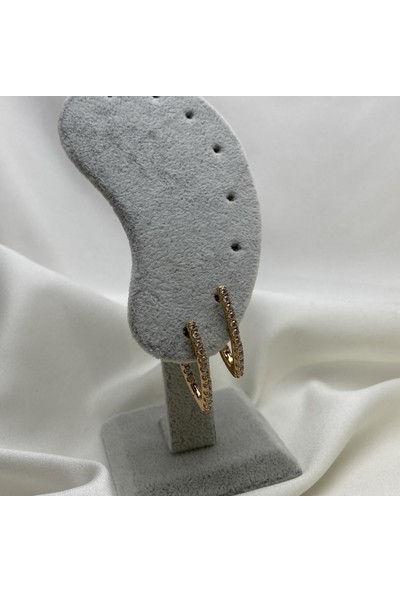 Lis Store Jewerly Ön-Arka Tırnak Zirkon Taşlı Tasarım V Küpe