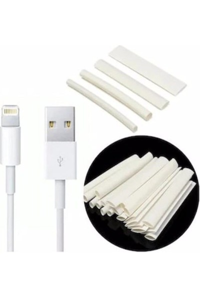Silimo 1 Metre Beyaz Daralan Makaron 6.4 mm Kablo Yalıtım Isıyla Iphone Uyumlu Hortumu Silimo 1 Metre Beyaz Daralan Makaron 6.4 mm Kablo Yalıtım Isıyla Iphone Uyumlu Hortumu