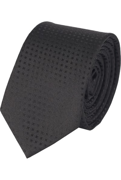 Esgue 6 cm Desenli Siyah Kravat