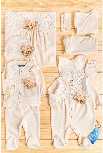 Babymod Natural Güpürlü 10 Parça Kız Bebek Hastane Çıkışı