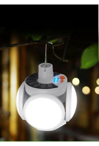 Loggia Solar Güneş Enerji ve USB Sarjlı 5 Kanatlı Bahçe Aydınlatma LED Askılı Pratik Kamp Lamba