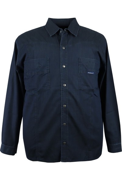 Dekons Erkek Büyük Beden Battal Boy Kot Gömlek Uzun Kol Lacivert Dekons Erkek Büyük Beden Battal Boy Kot Gömlek Uzun Kol Lacivert