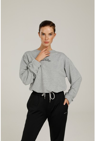 Kinetix SN636 Lısa Gathered Sweat Gri Kadın Sweatshirt