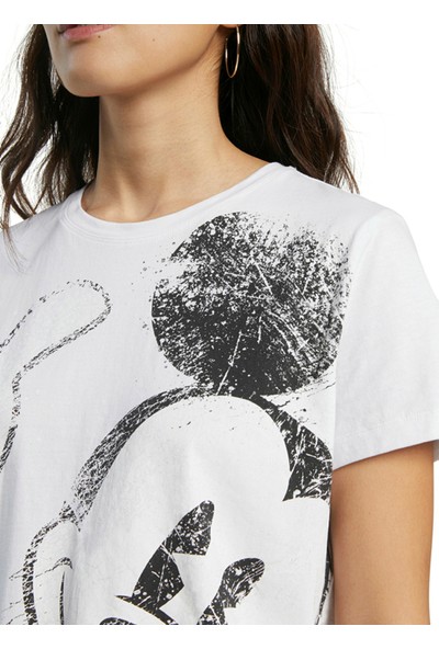 Desigual Mickey Mouse Baskılı Kırmızı T-Shirt