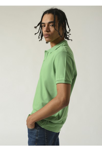 People By Fabrika Polo Yaka Kısa Kol Yeşil Erkek T-Shirt