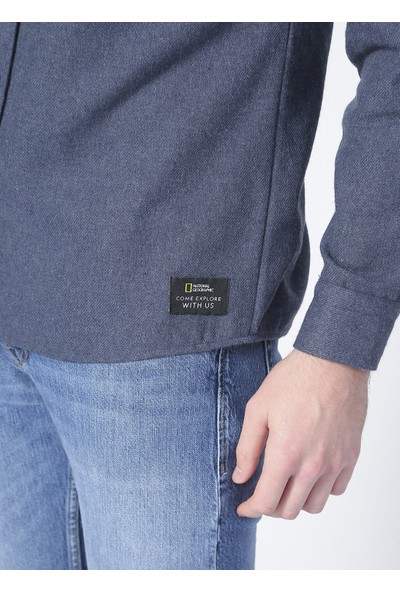 National Geographic C-Jose Regular Fit Düz Indigo Erkek Gömlek
