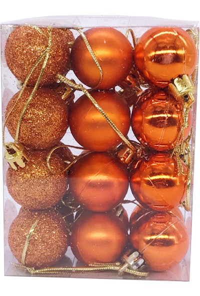 Eternal 24 Adet Noel Topu Süs Seti - Turuncu (Yurtdışından)