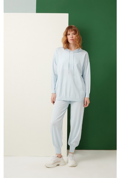 Niqozza Soğuk Iplik Kapişonlu Takım Mavi