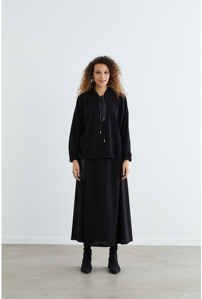 Niqozza Venus Etekli Sweat Takım Siyah