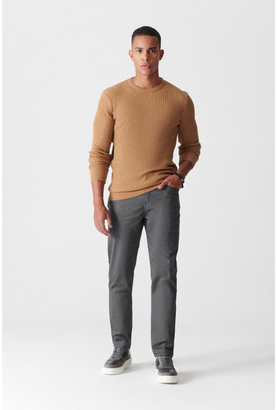 Avva Erkek Gri 5 Cepli Armürlü Slim Fit Pantolon A12Y3033