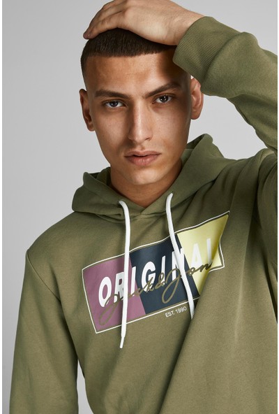 Jack & Jones 12193645_Jormason Sweat Hood Sn Kapüşonlu Uzun Kollu Standart Kalıp Baskılı Haki Erkek Jack & Jones 12193645_Jormason Sweat Hood Sn Kapüşonlu Uzun Kollu Standart Kalıp Baskılı Haki Erkek
