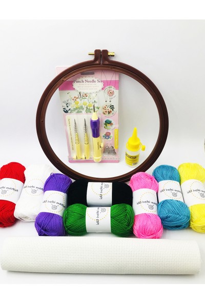 Idil Hobi Market Punch Nakış Seti 03 (Punch Iğne,kumaş,kasnak,tutkal,nakış Ipi) Idil Hobi Market Punch Nakış Seti 03 (Punch Iğne,kumaş,kasnak,tutkal,nakış Ipi)