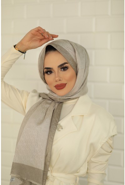 Hint Ipek Marka Monogram Model Vizon Renk Şal Hint Ipek Marka Monogram Model Vizon Renk Şal