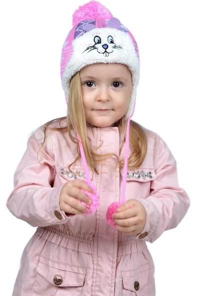 Mykonsept Ponponlu Peluş Kız Çocuk Bere Pembe