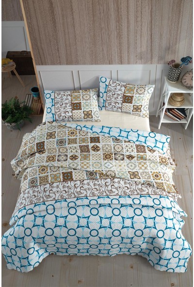 Zeynep Tekstil Patchwork Çift Kişilik Yatak Örtüsü Seti