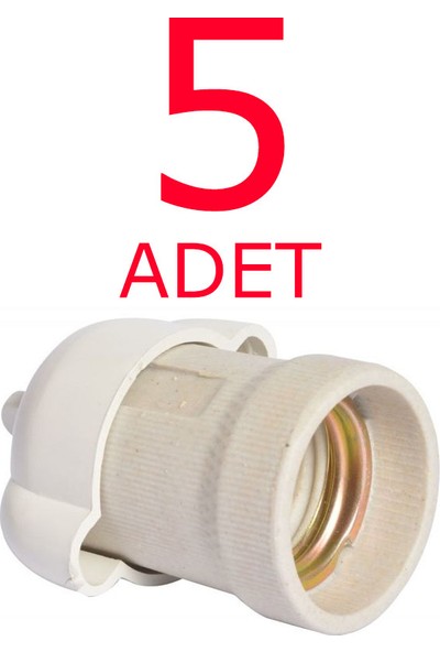 Aliden Yağmur Duy - Porselen Yağmur Duy - Standart E 27 Duy 5 Adet