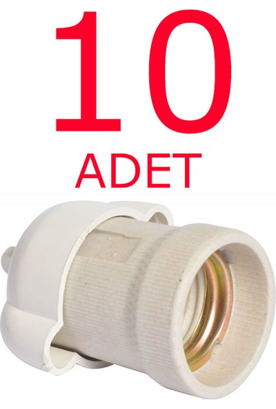 Aliden Yağmur Duy - Porselen Yağmur Duy - Standart E 27 Duy 10 Adet