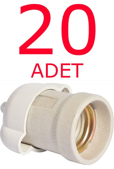 Aliden Yağmur Duy - Porselen Yağmur Duy - Standart E 27 Duy 20 Adet