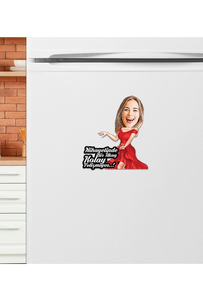 Belnido Kişiye Özel Karikatürlü Üç Ahşap Magnet