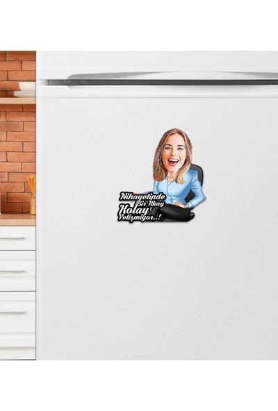 Belnido Kişiye Özel Karikatürlü Üç Ahşap Magnet