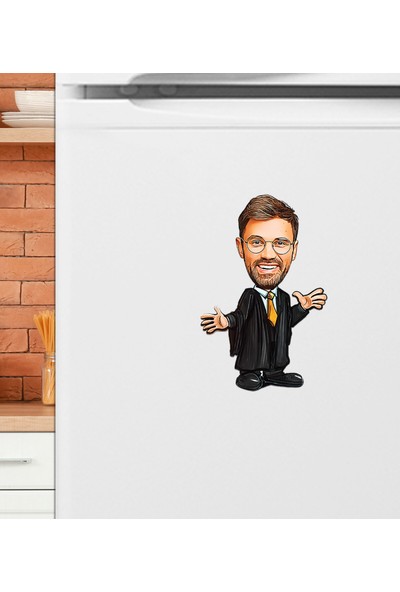 Belnido Kişiye Özel Karikatürlü Ahşap Mıknatıslı Magnet